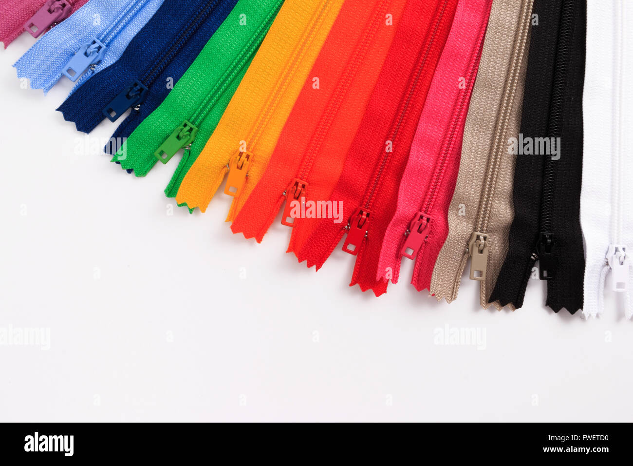 Colorful Zippers in six different colors on white background Stock ...