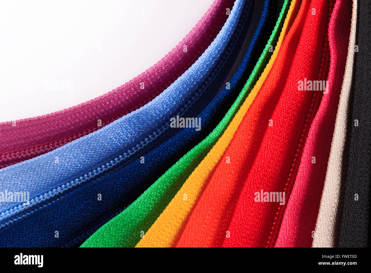 Colorful Zippers in six different colors on white background Stock ...