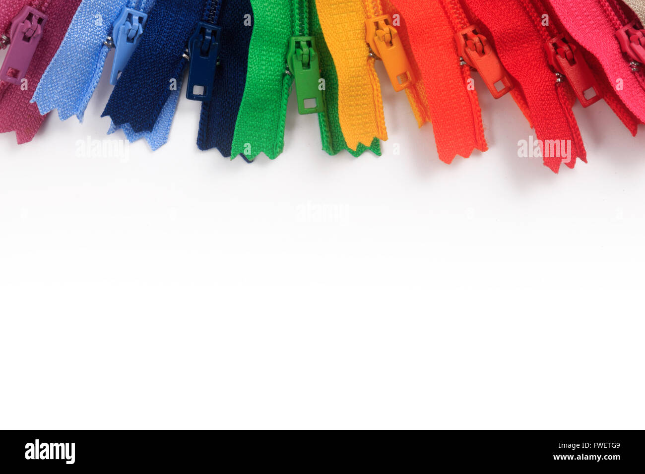 Colorful Zippers in six different colors on white background Stock ...