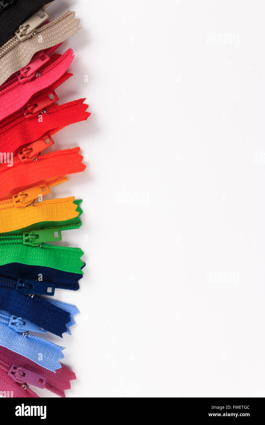 Colorful Zippers in six different colors on white background Stock ...