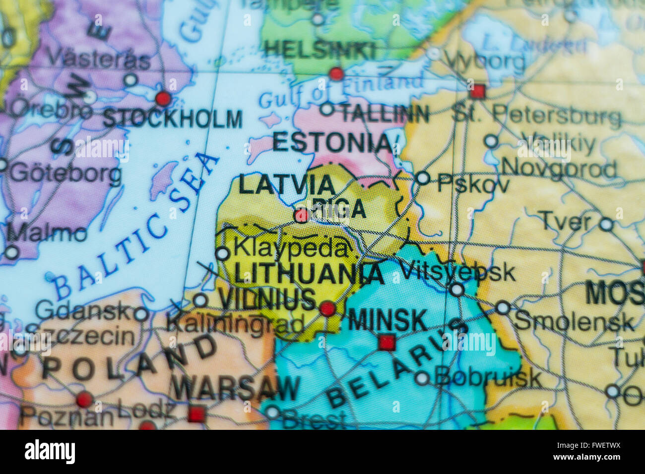 Beautiful photo of a map of Latvia and the capital Riga Stock Photo - Alamy