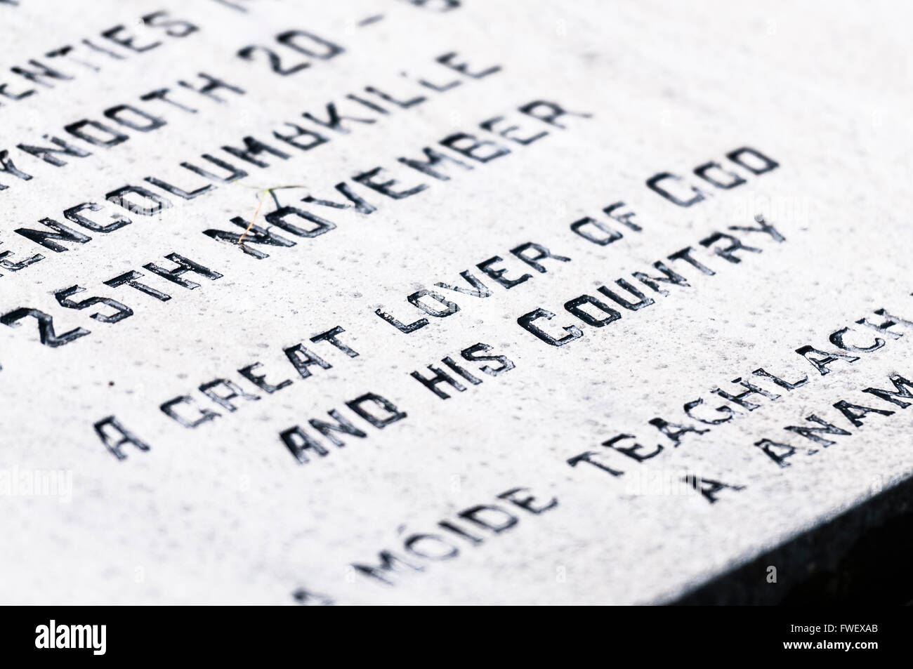 Inscription on the gravestone of an Irish Priest in an Irish graveyard ...