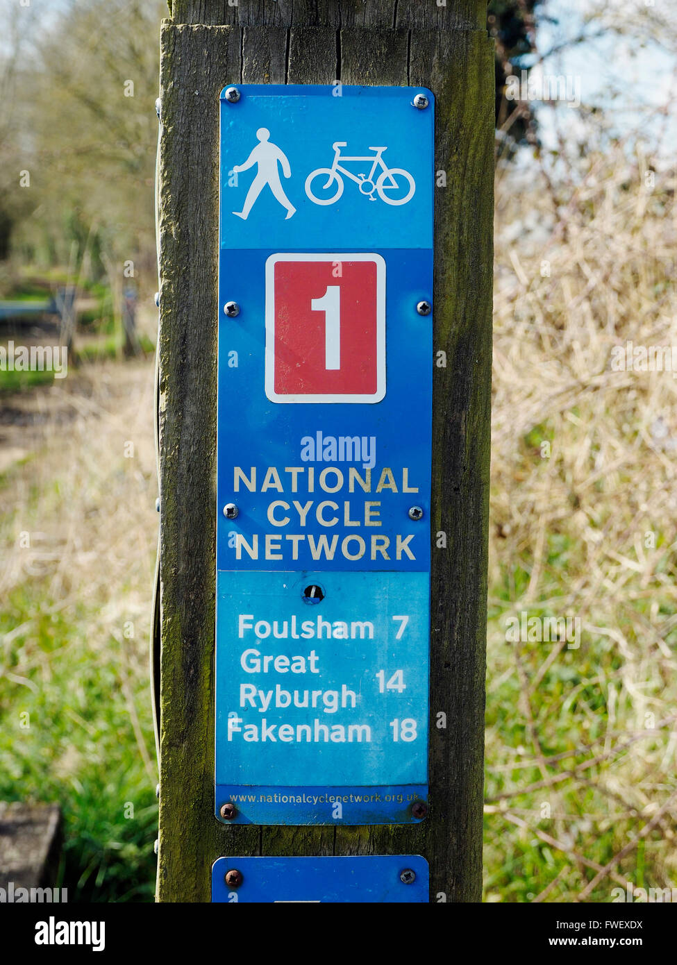 National Cycle Network route marker on Marriott's Way multi-use path on ...