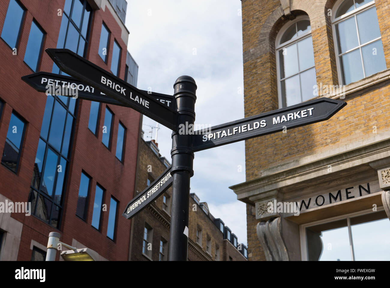 Signposts to popular locations in London, United Kingdom Stock Photo ...