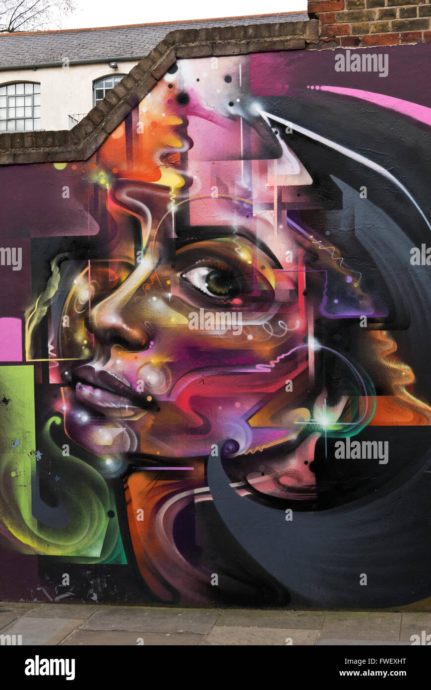Beautiful street art graffiti with abstract wall images in London ...