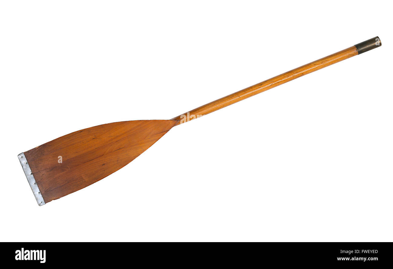 old wooden paddle isolated on white Stock Photo - Alamy