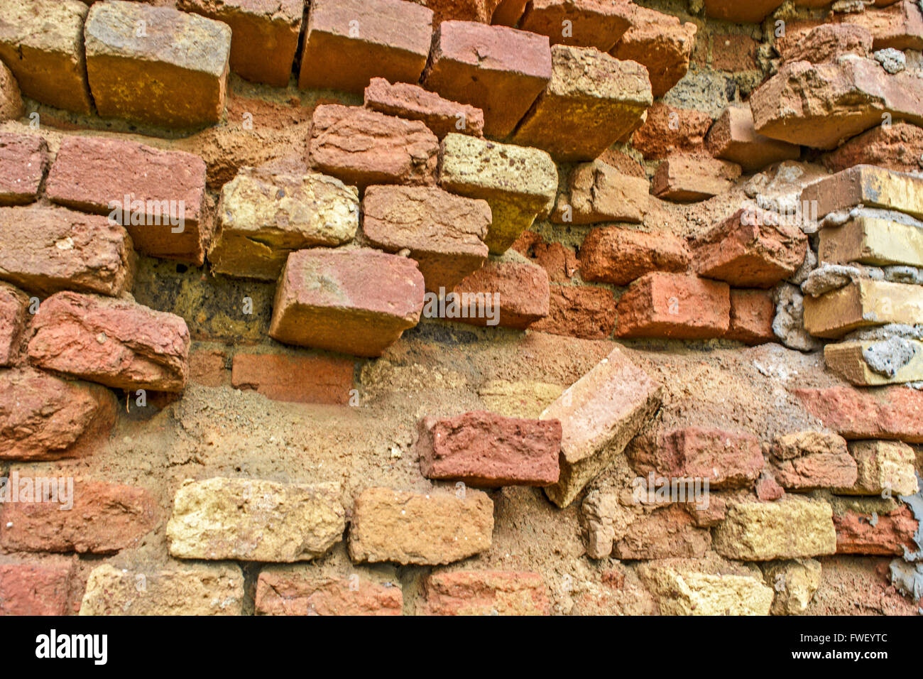 Dangerous and decrepit facade wall of the old house Stock Photo - Alamy
