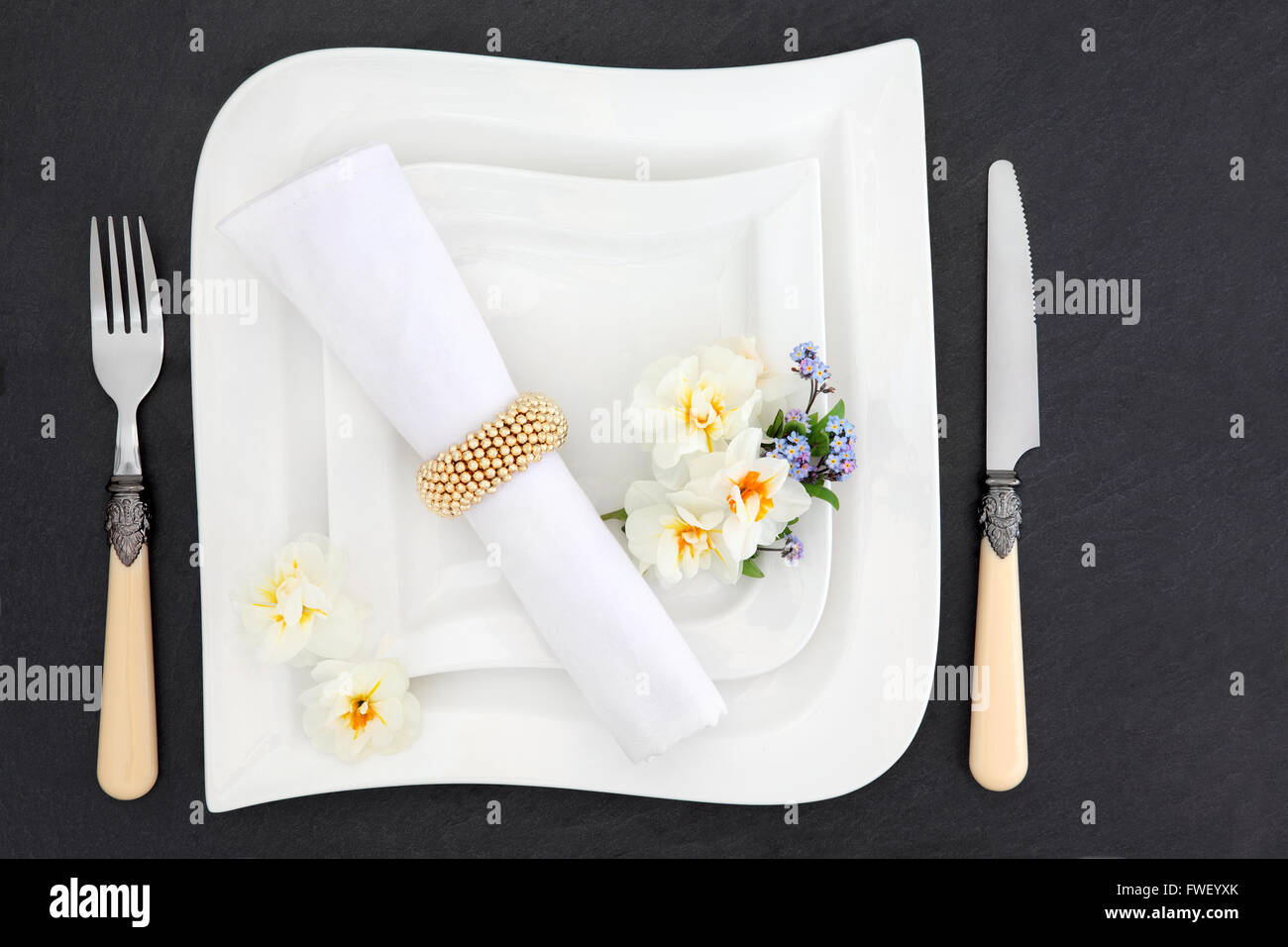 Square table setting hi-res stock photography and images - Alamy