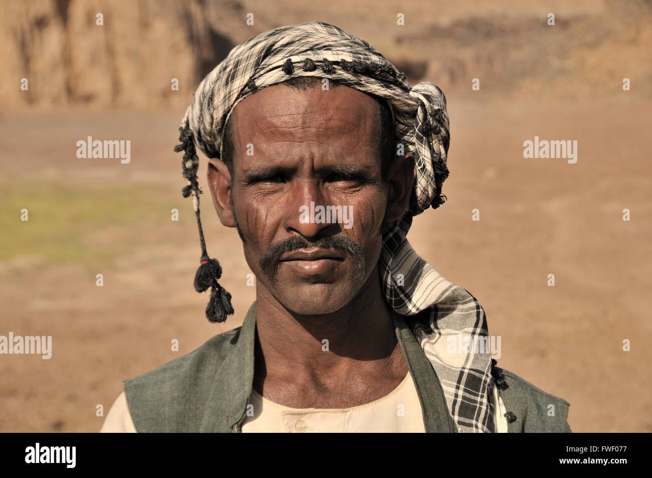 Bayuda desert, salt collecting Bisharin nomad man at Atrun crater Stock ...