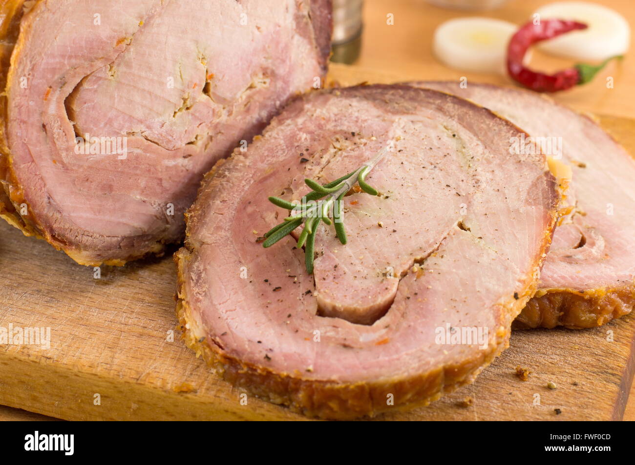 Baked meat cut on board hi-res stock photography and images - Alamy