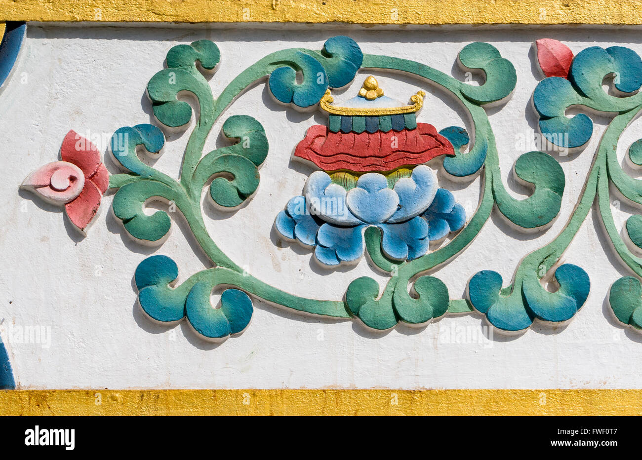 Nepal, Kathmandu, Swayambhunath. Decoration on Wall around the Stupa ...
