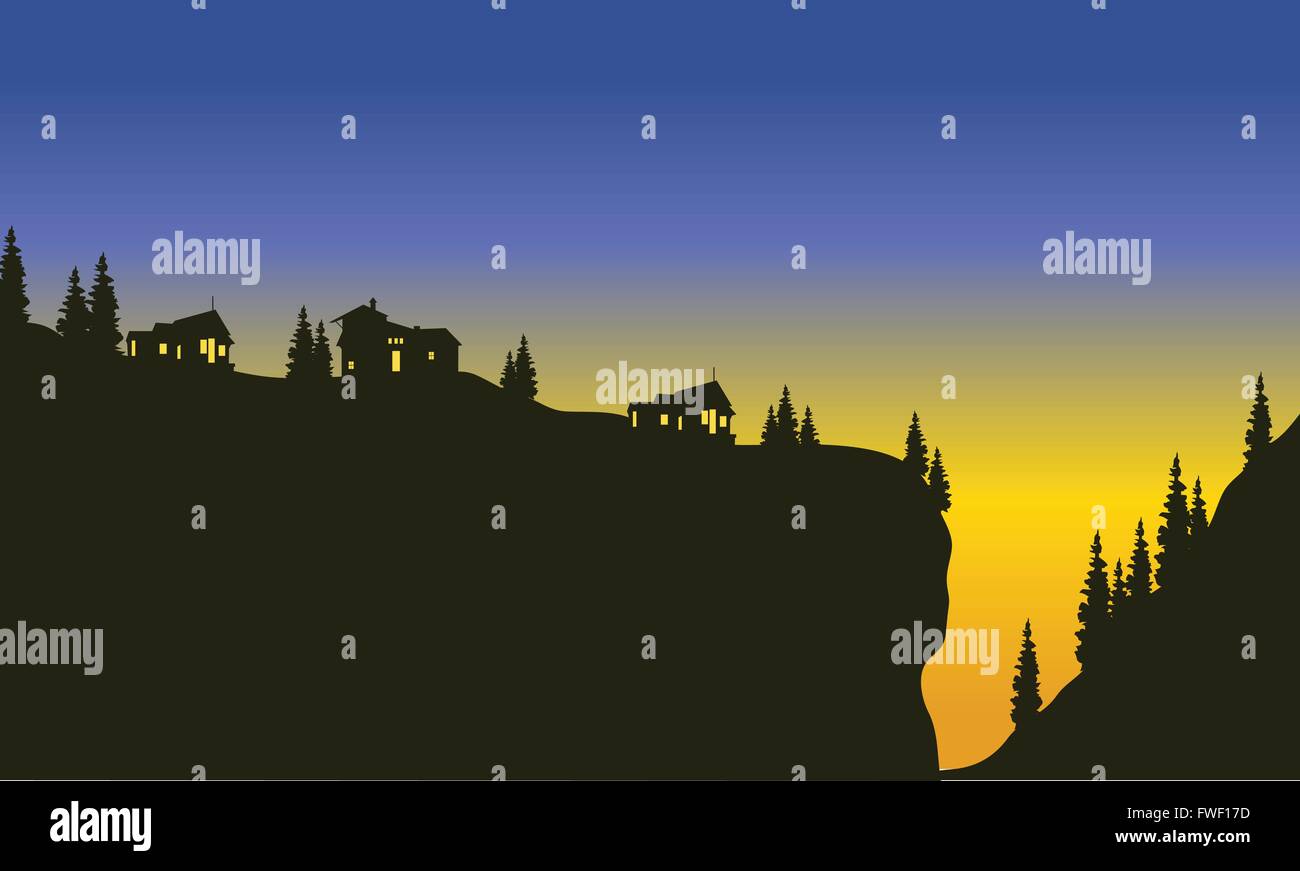 Silhouette fir trees sunset Stock Vector Images - Alamy