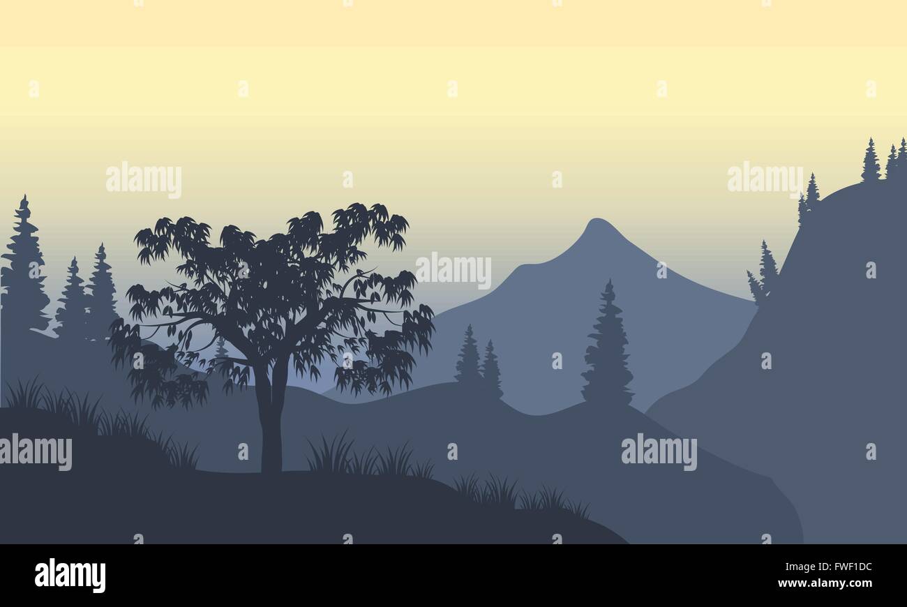 Morning mountain layers background Stock Vector Images - Alamy