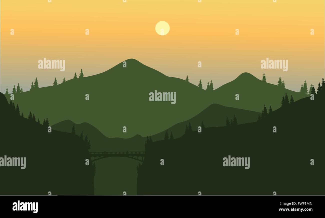 Panorama fog on mountain Stock Vector Images - Alamy