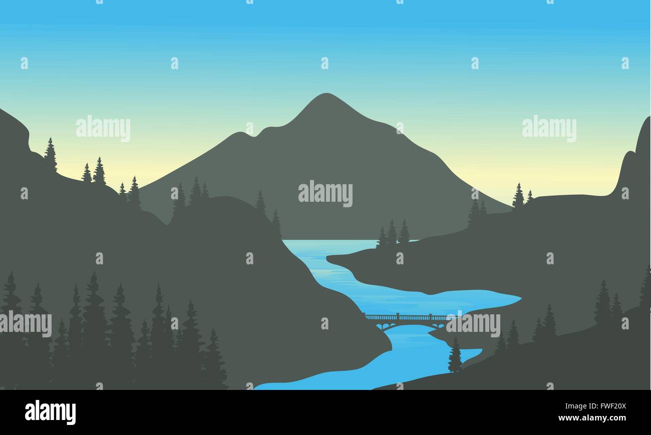 Landscape gorge mountain river Stock Vector Images - Alamy