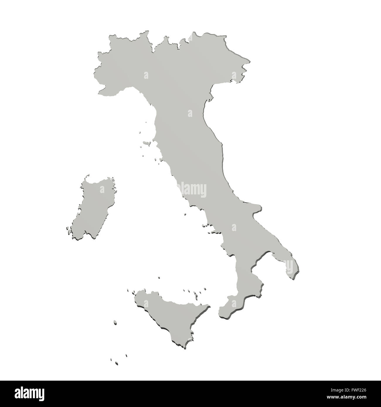 3d rendering of an Italy map on white background Stock Photo - Alamy