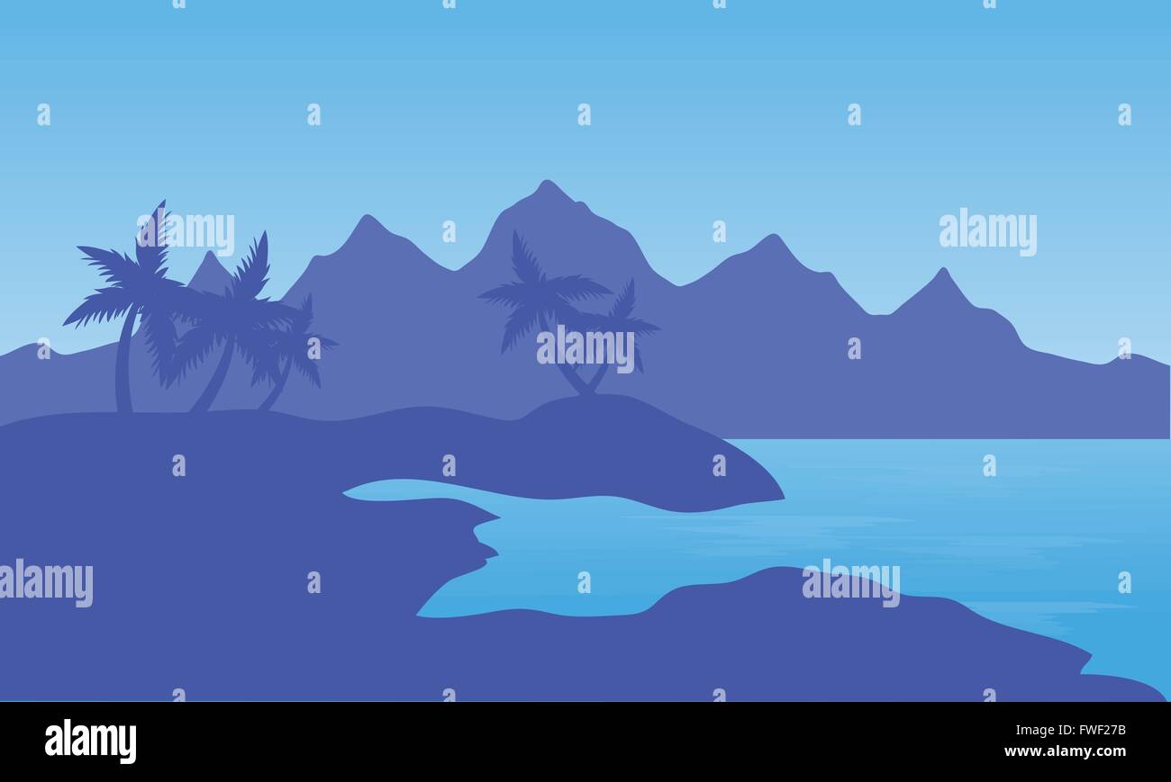 Illustration of beach and mountain Stock Vector Image & Art - Alamy