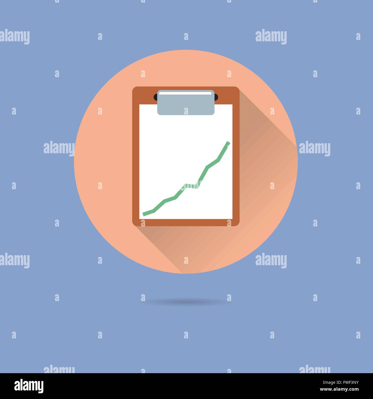 clipboard with graph flat design long shadow vector icon in circle on ...