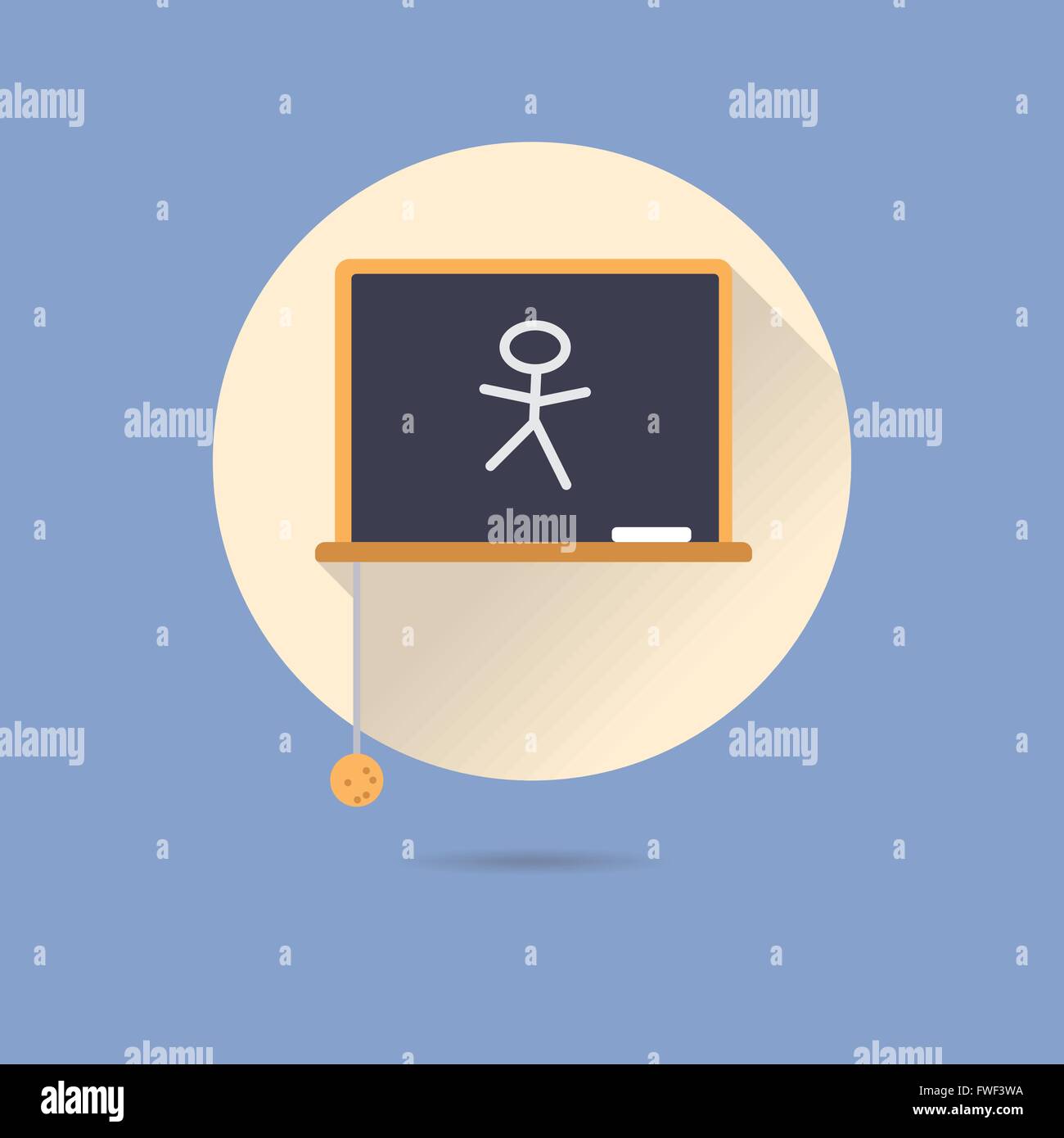 blackboard flat design long shadow vector icon in circle on pastel blue background Stock Vector ...