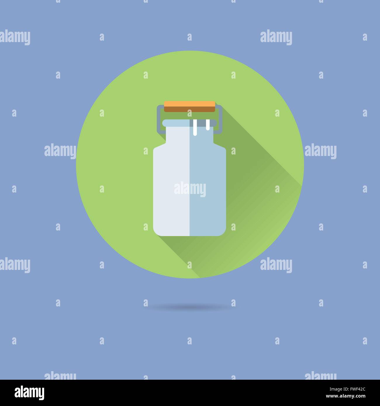 milk churn flat design long shadow vector icon in circle on pastel blue ...
