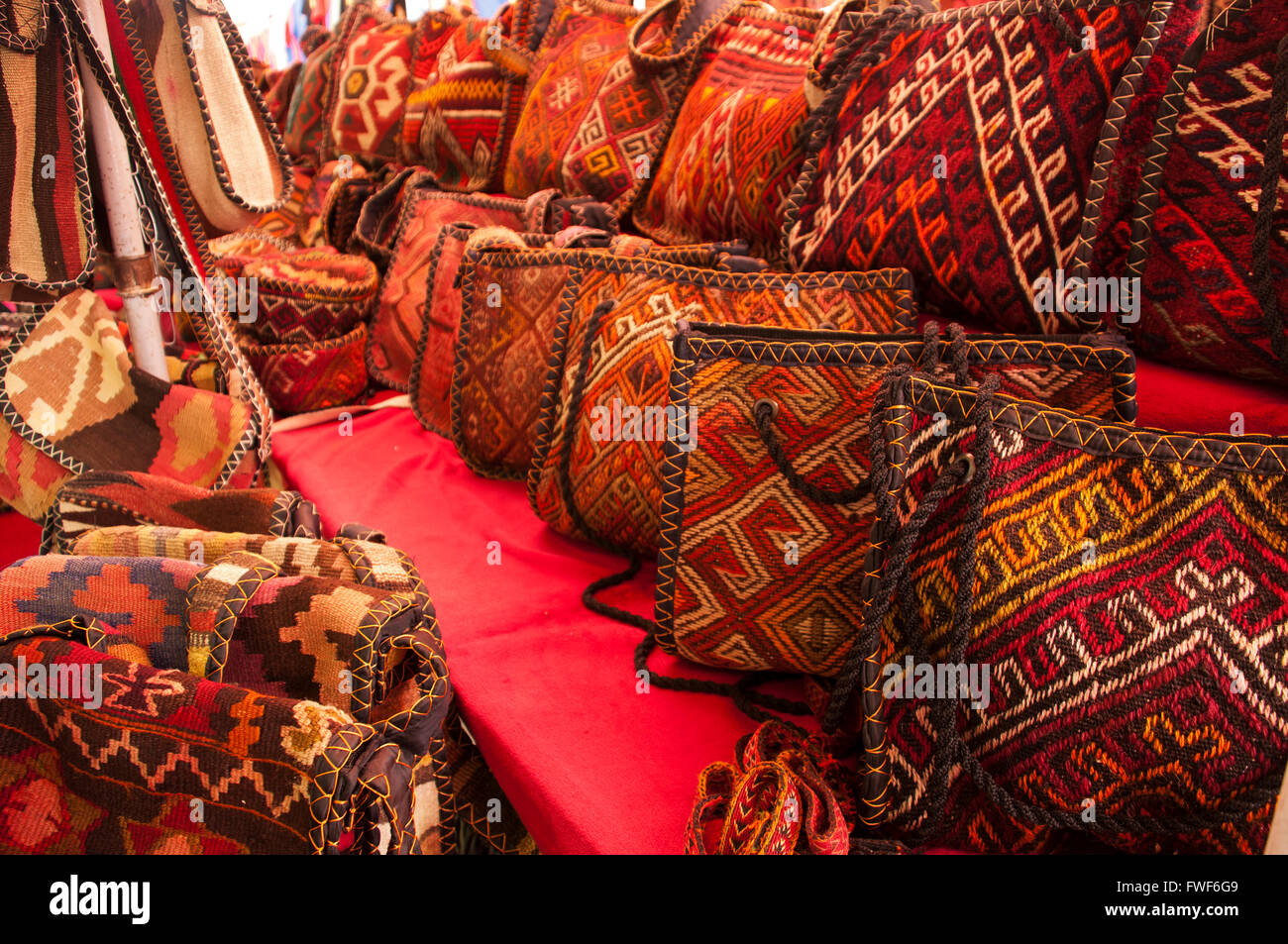 Handmade bags with traditional armenian patterns at yerevan market ...