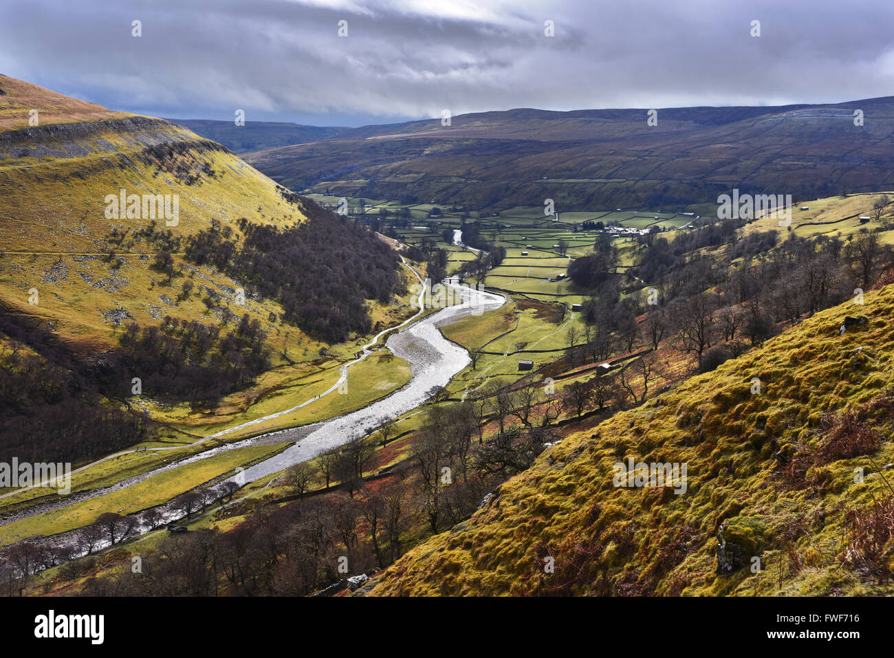 The River Swale and the village of Muker, Swaledale, North Yorkshire ...
