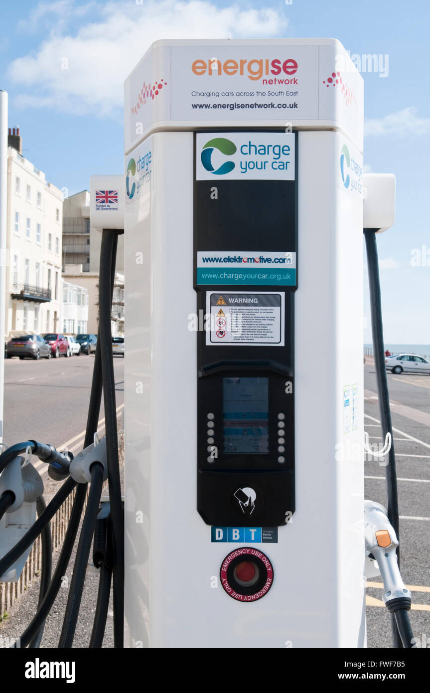 Front view of an Energise Network electric car charging station Stock ...