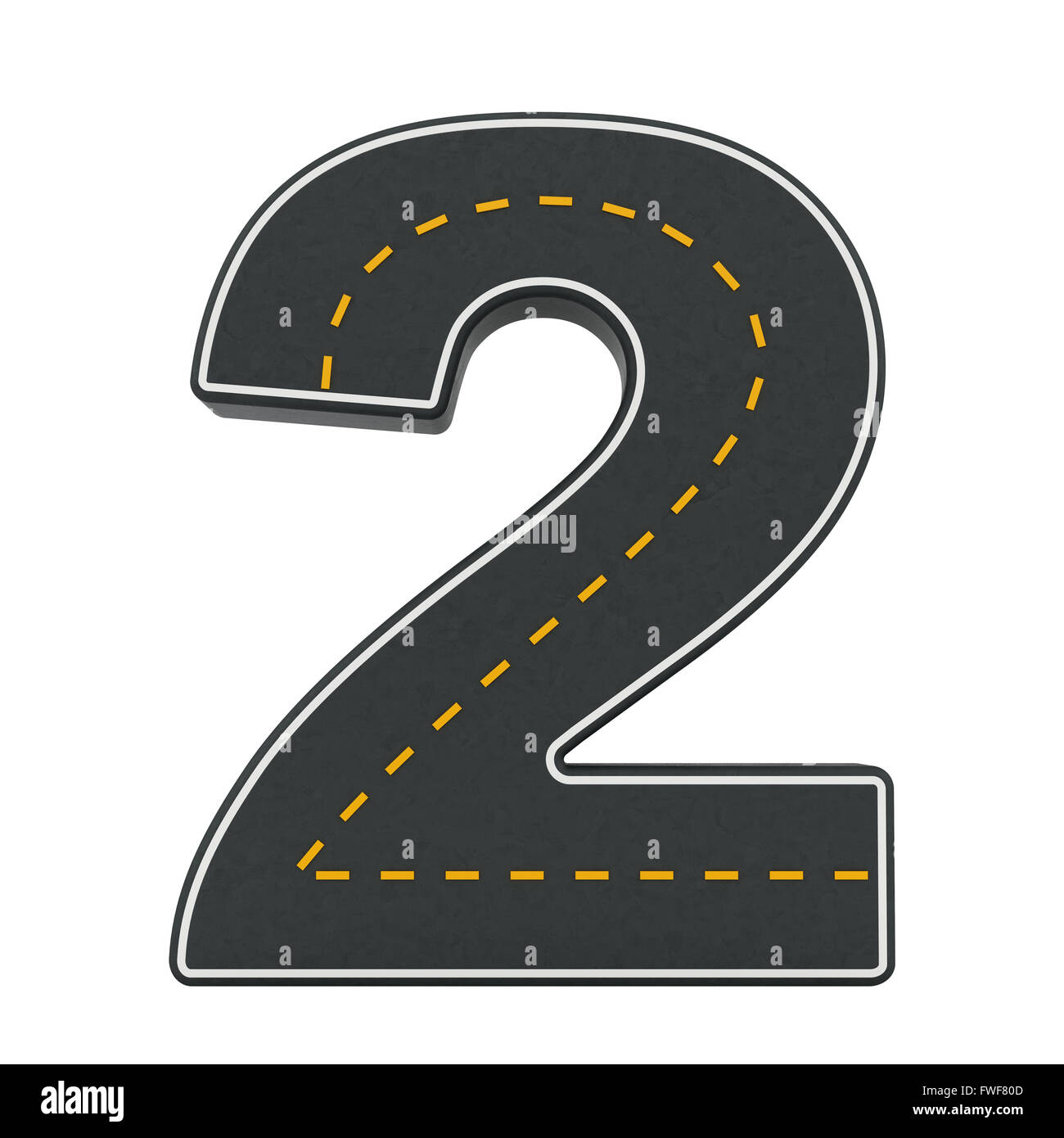 number 2 with road texture Stock Photo - Alamy