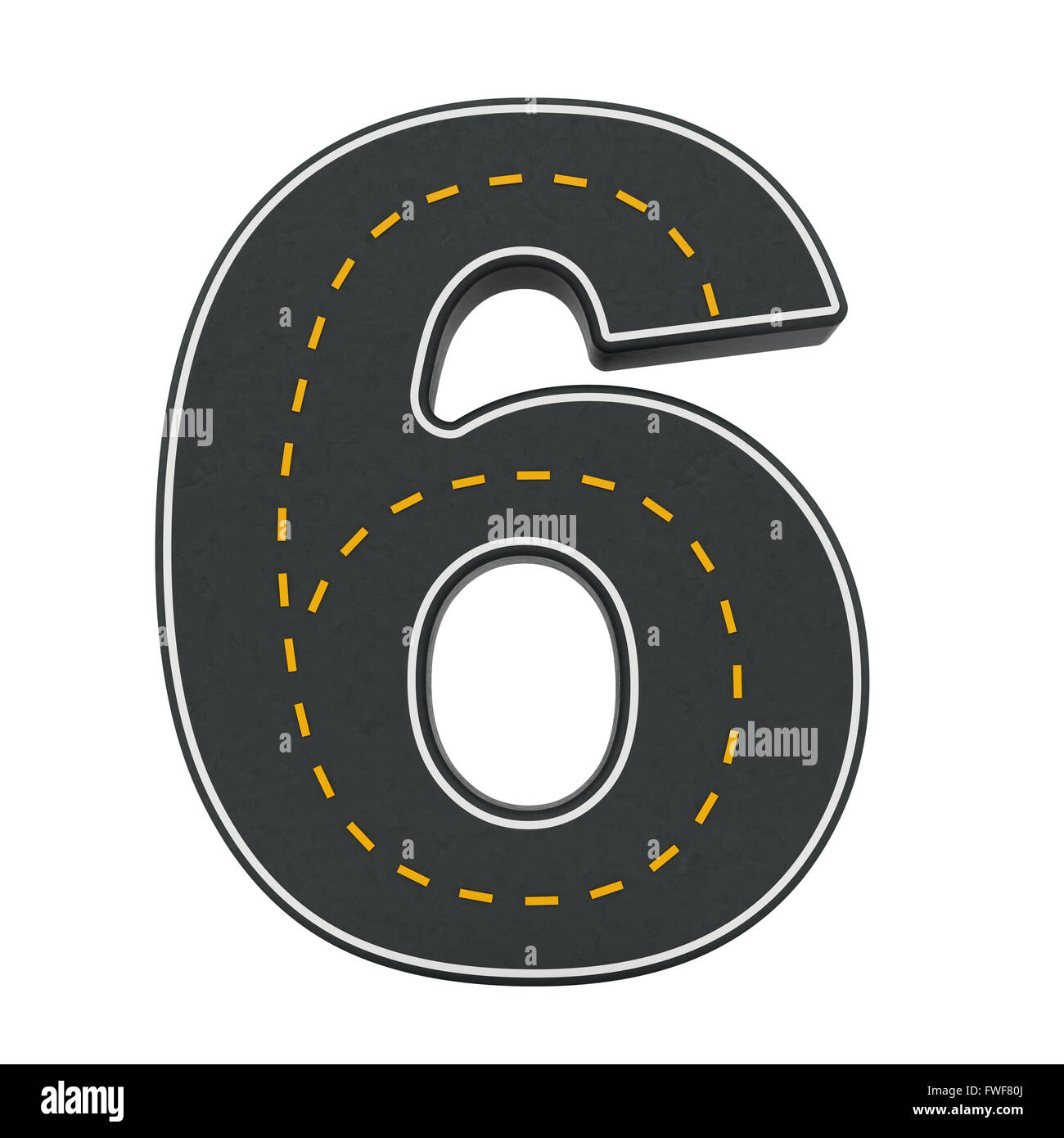 number 6 with road texture Stock Photo - Alamy