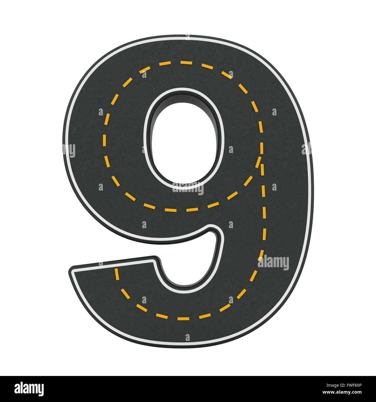 number 9 with road texture Stock Photo - Alamy