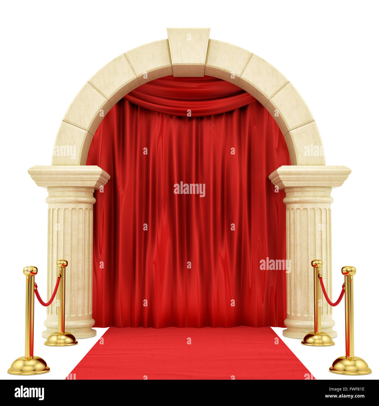 red carpet with golden stanchions Stock Photo - Alamy
