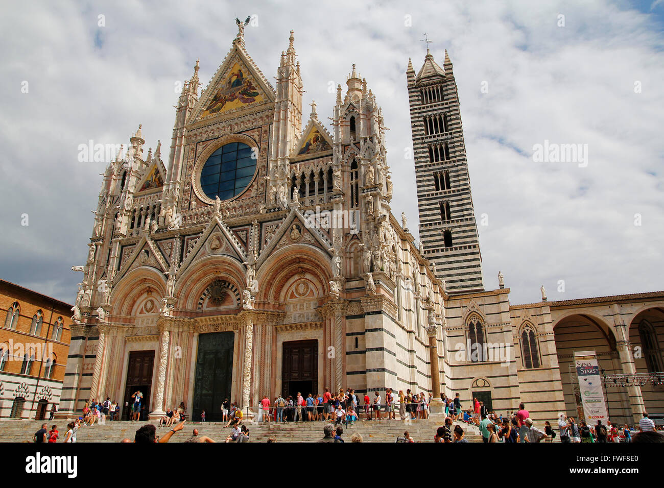 The famous cathedral in Siena, dedicated to Santa Maria Assunta Stock ...
