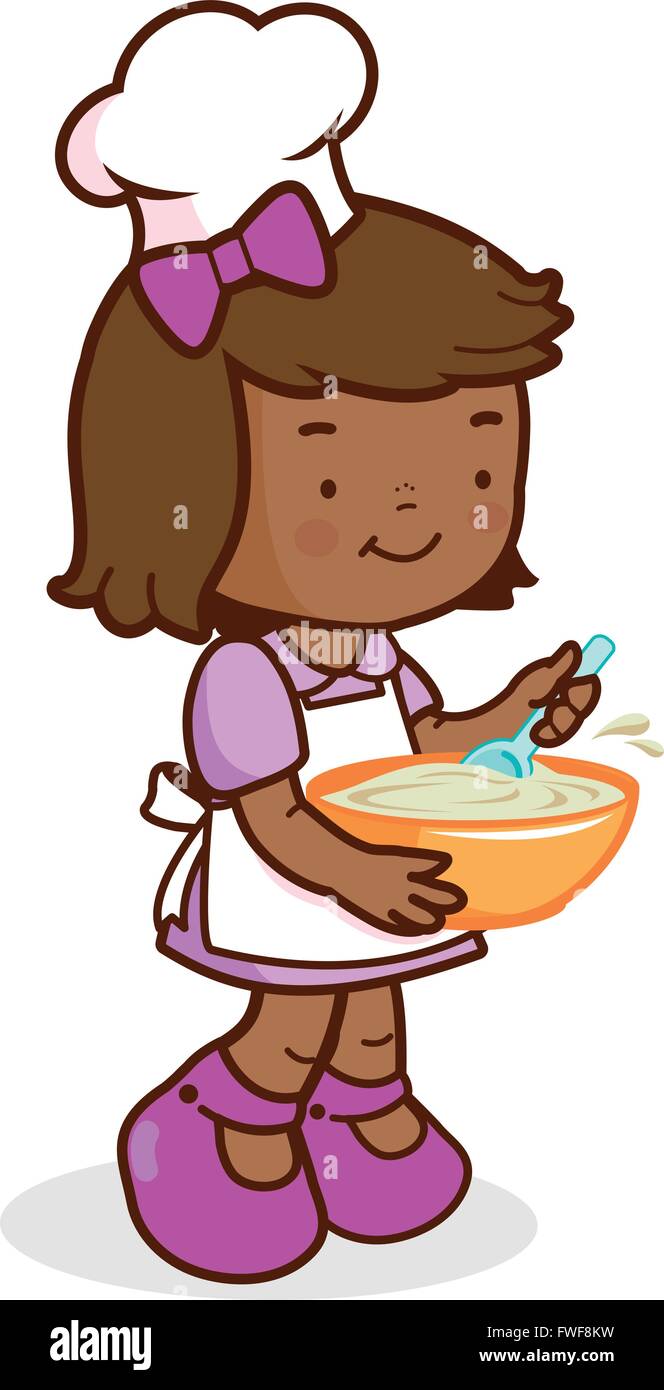Little Girl Cooking Clipart