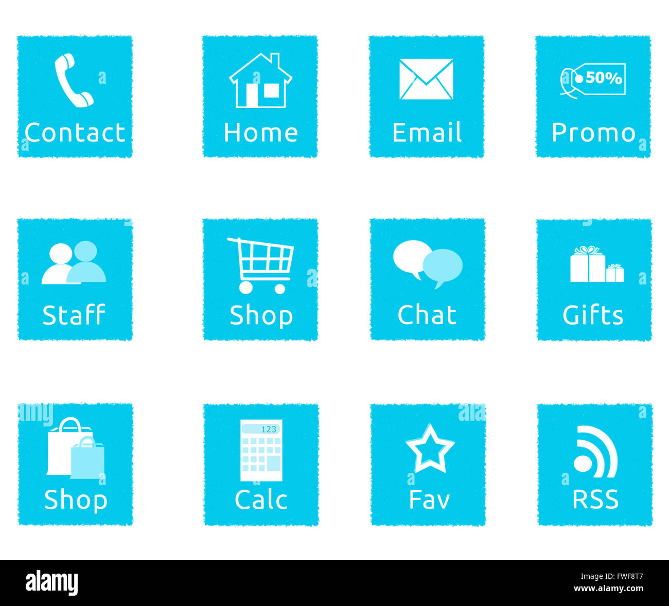 Set of icons for web in blue color Stock Photo - Alamy