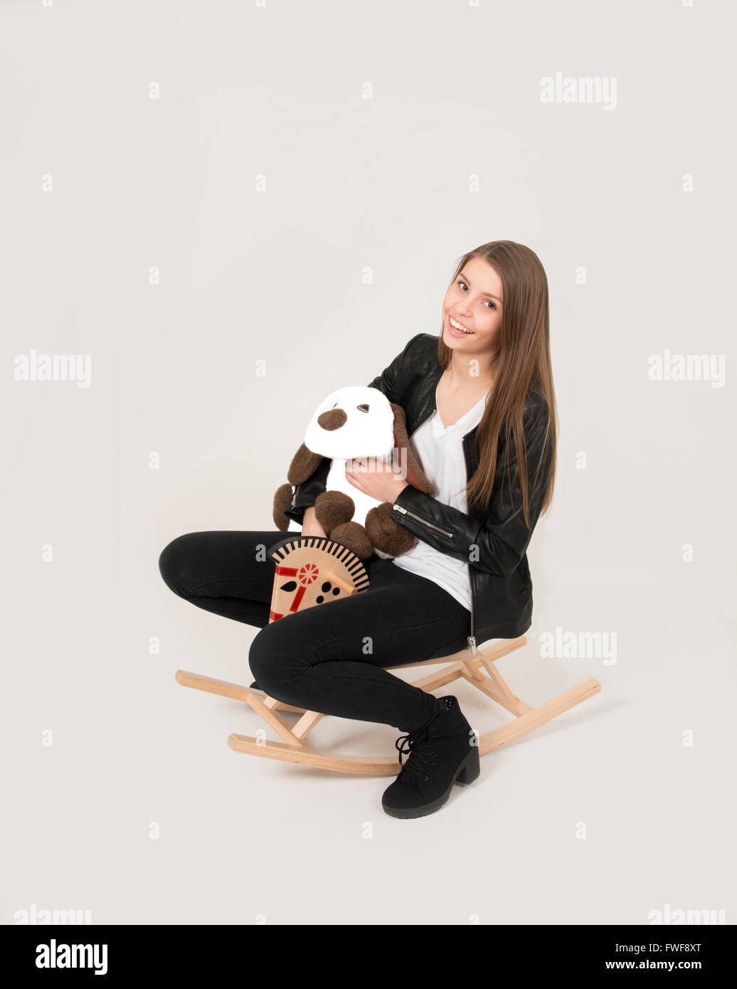 Girl rocking horse vintage hi-res stock photography and images - Alamy
