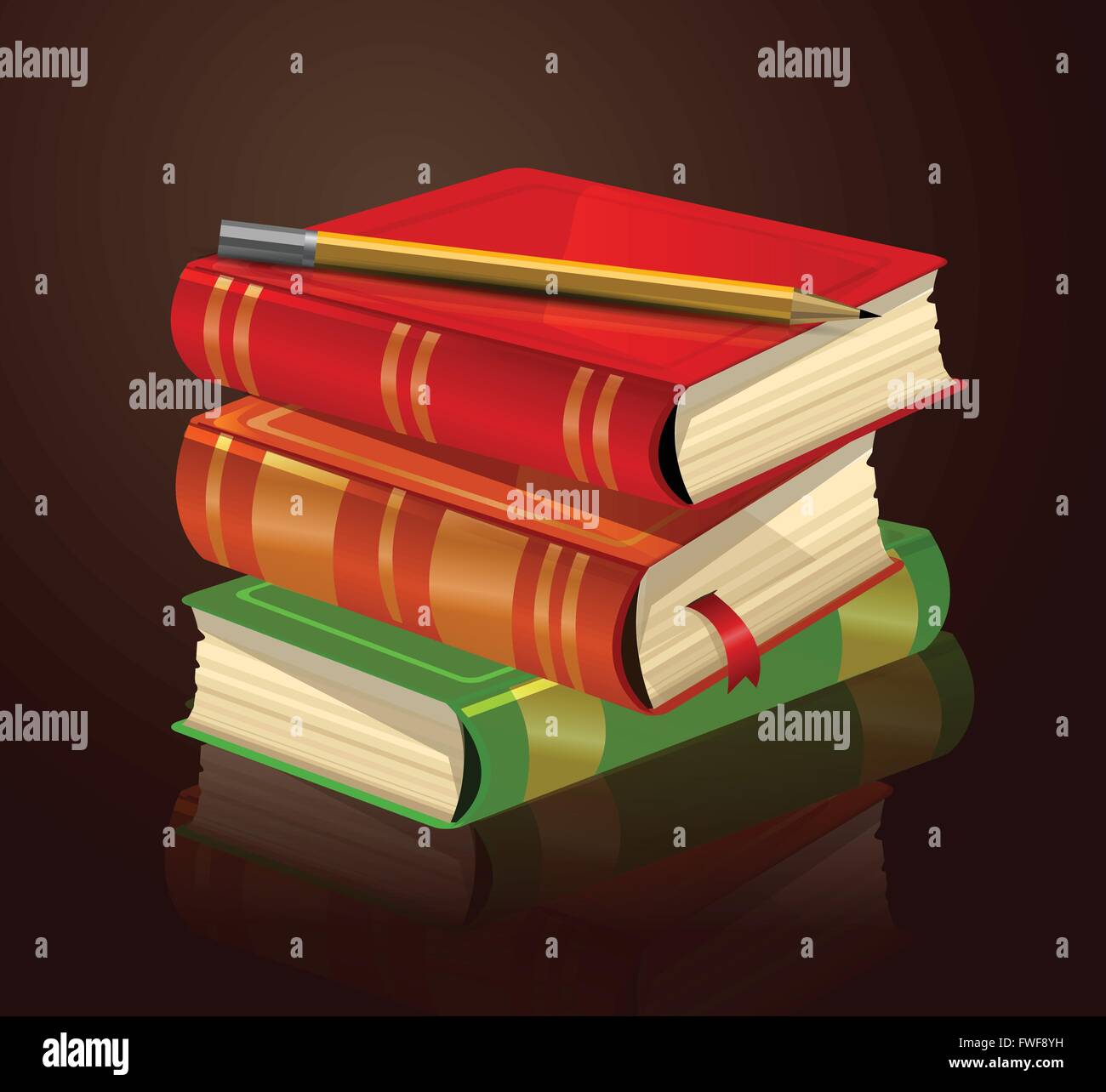 Three books with pencil Stock Vector Image & Art - Alamy