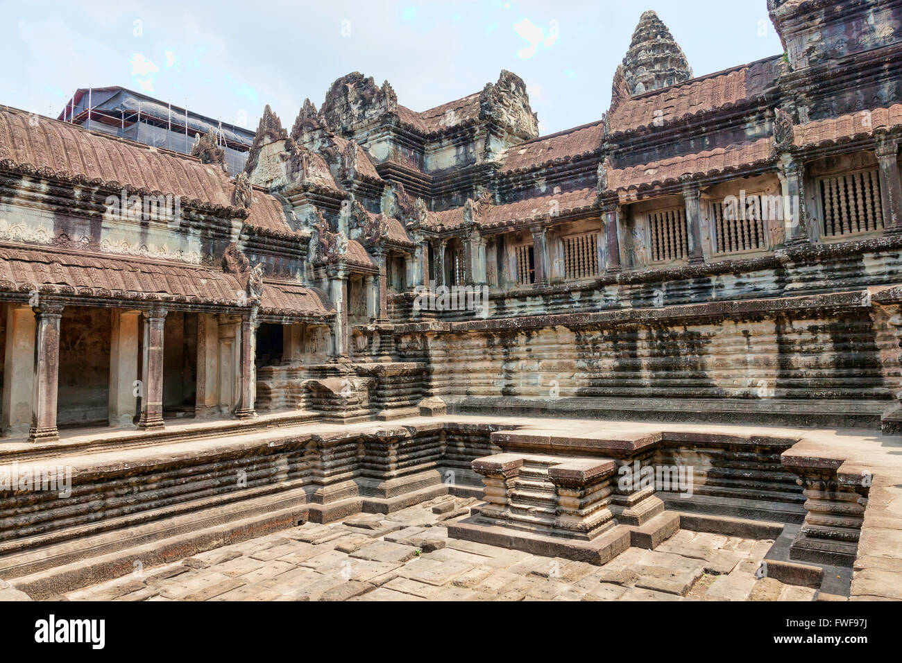 PEOPLE at the entrance to Angkor Wat temple in Cambodia UNESCO World ...
