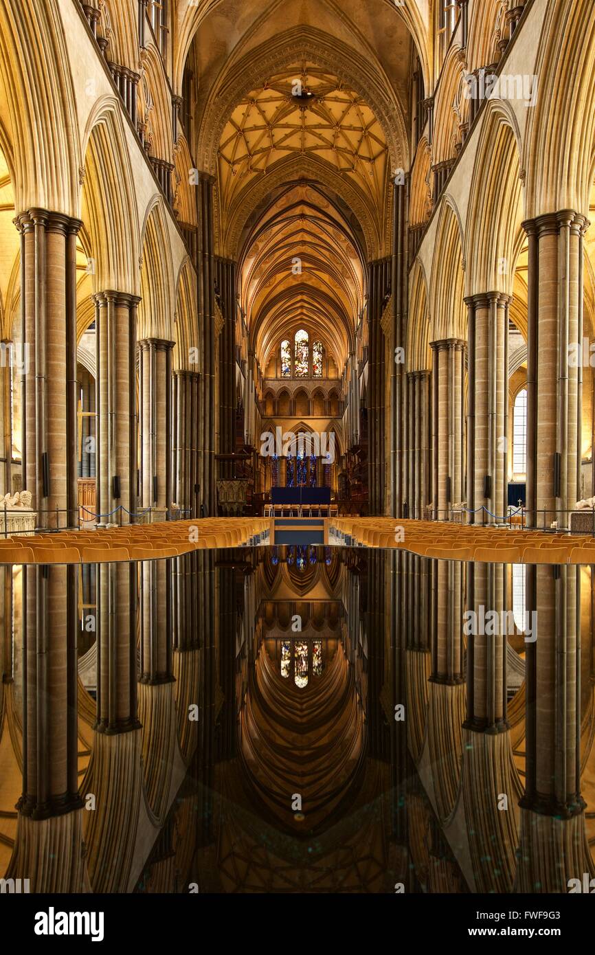 A colour rendition of the water pool in the Font at Salisbury cathedral ...
