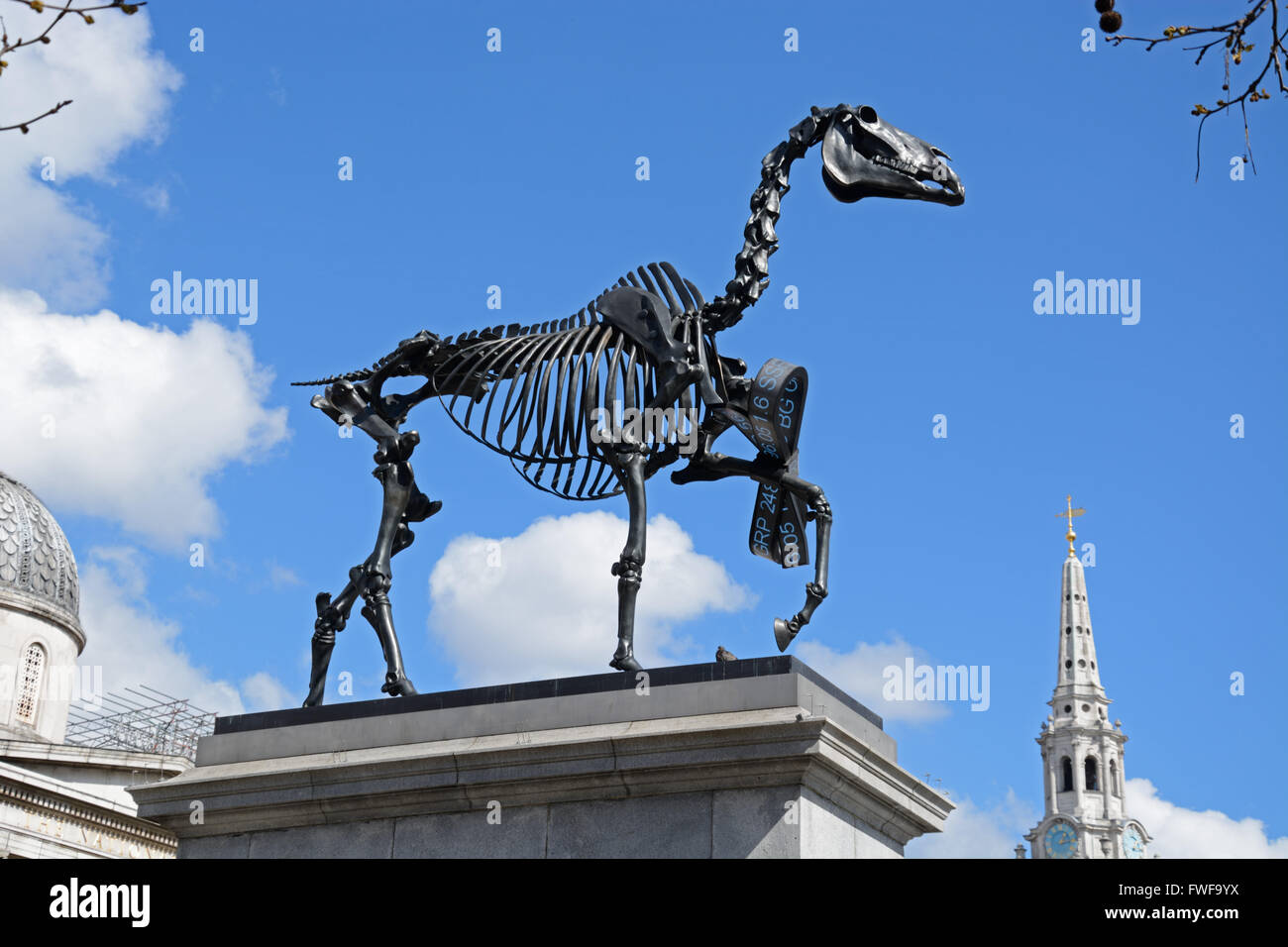 Skeleton Sculpture, Trafalgar Square, London Stock Photo - Alamy