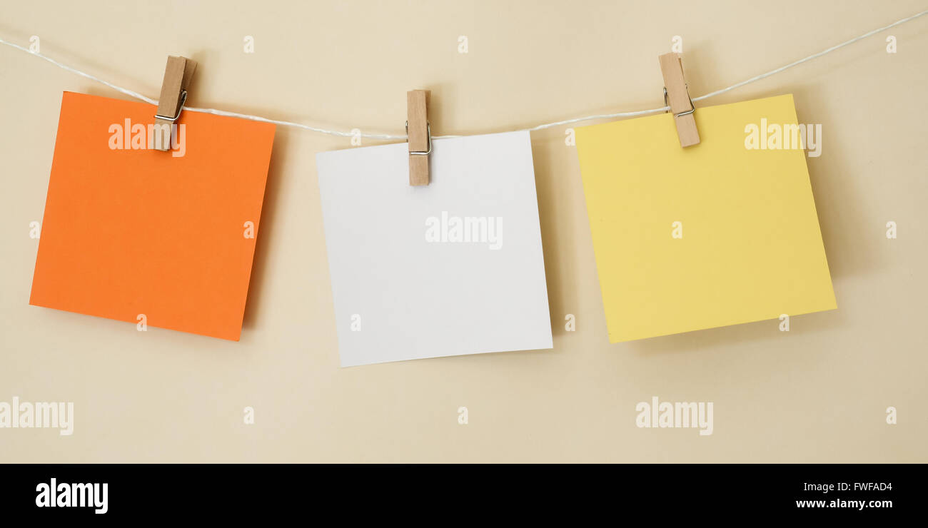 Colored Note Squares Hanging Stock Photo - Alamy
