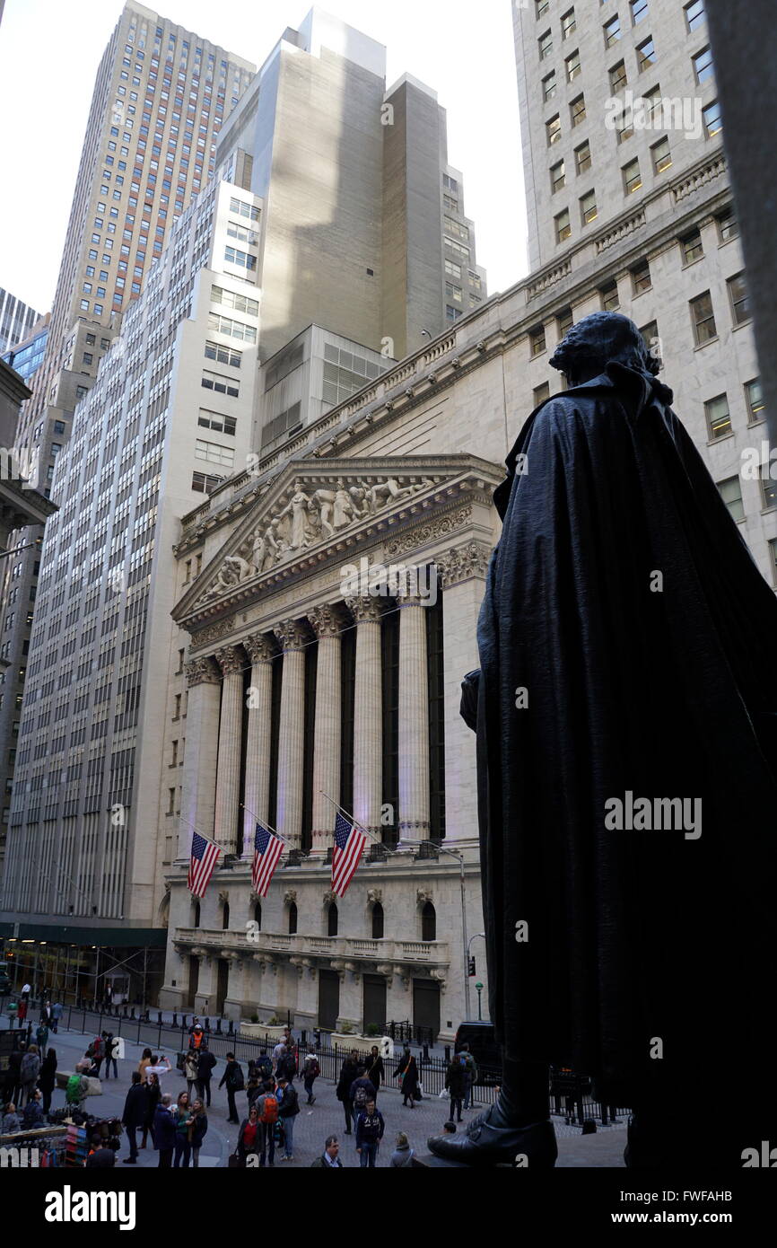 A View of the Wall Street Crowd in front of the New York Stock Exchange ...