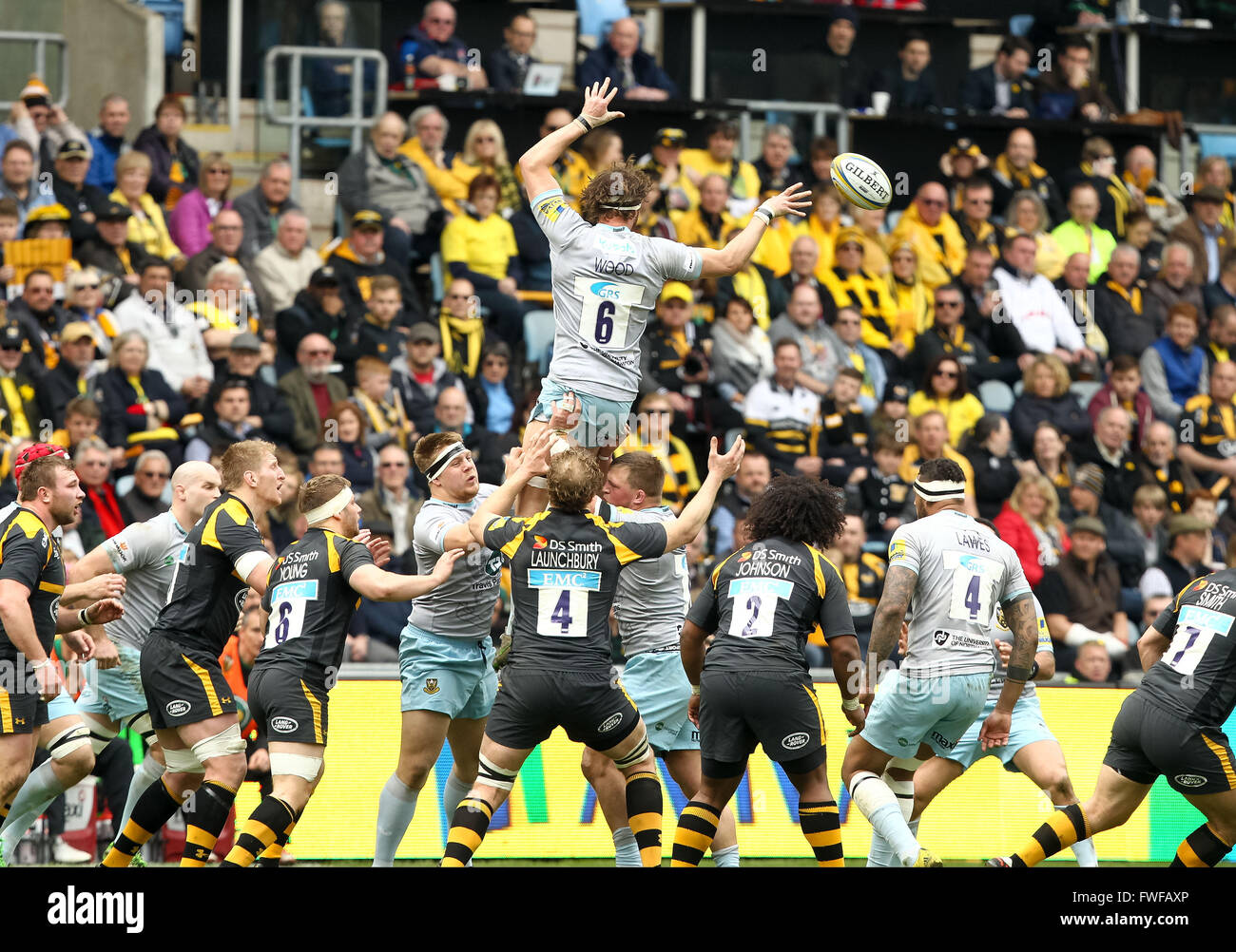 03.04.2016. Ricoh Arena, Coventry, England. Rugby Aviva Premiership ...