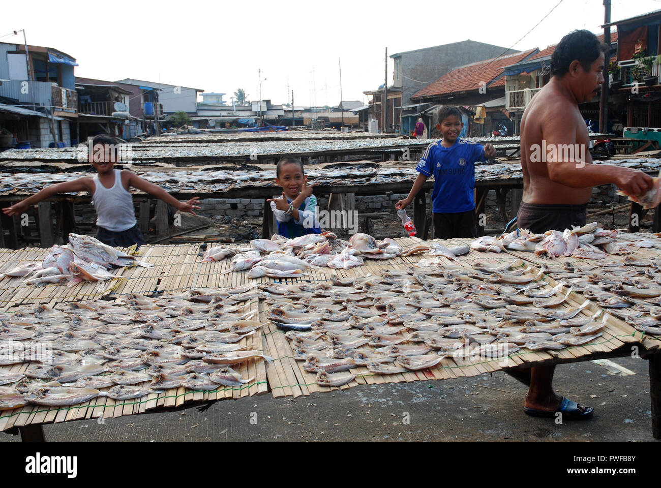 Jakarta, Indonesia. 07th Oct, 2015. The township of making salted fish ...
