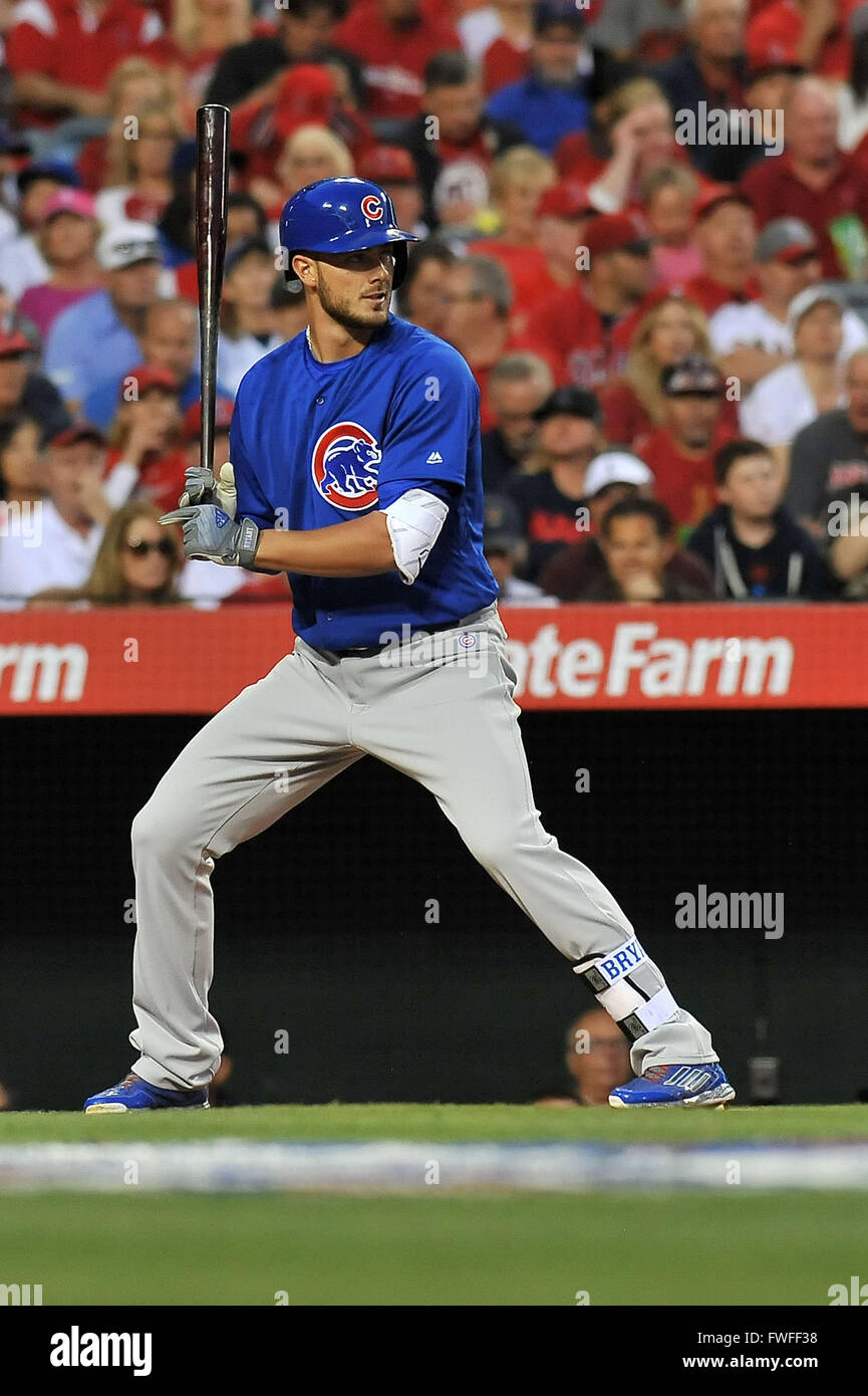 Anaheim, CA. 4th Apr, 2016. Chicago Cubs third baseman Kris Bryant #17 ...