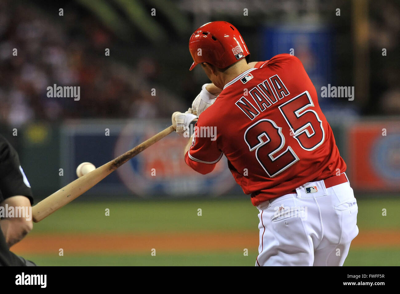 Anaheim, CA. 4th Apr, 2016. Los Angeles Angels right fielder Daniel ...