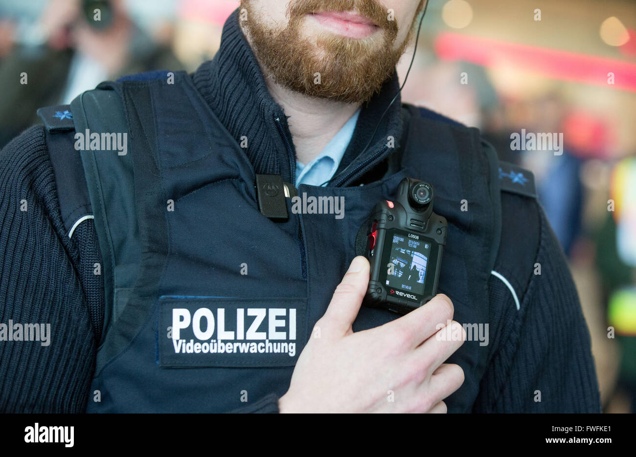 Berlin, Germany. 4th Apr, 2016. An officer of the German federal police ...