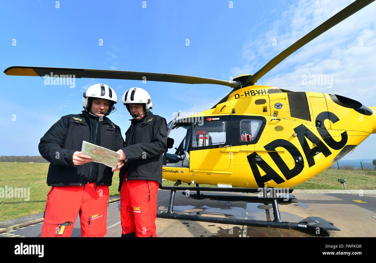 Jena, Germany. 5th Apr, 2016. The head of the air rescue station of ...