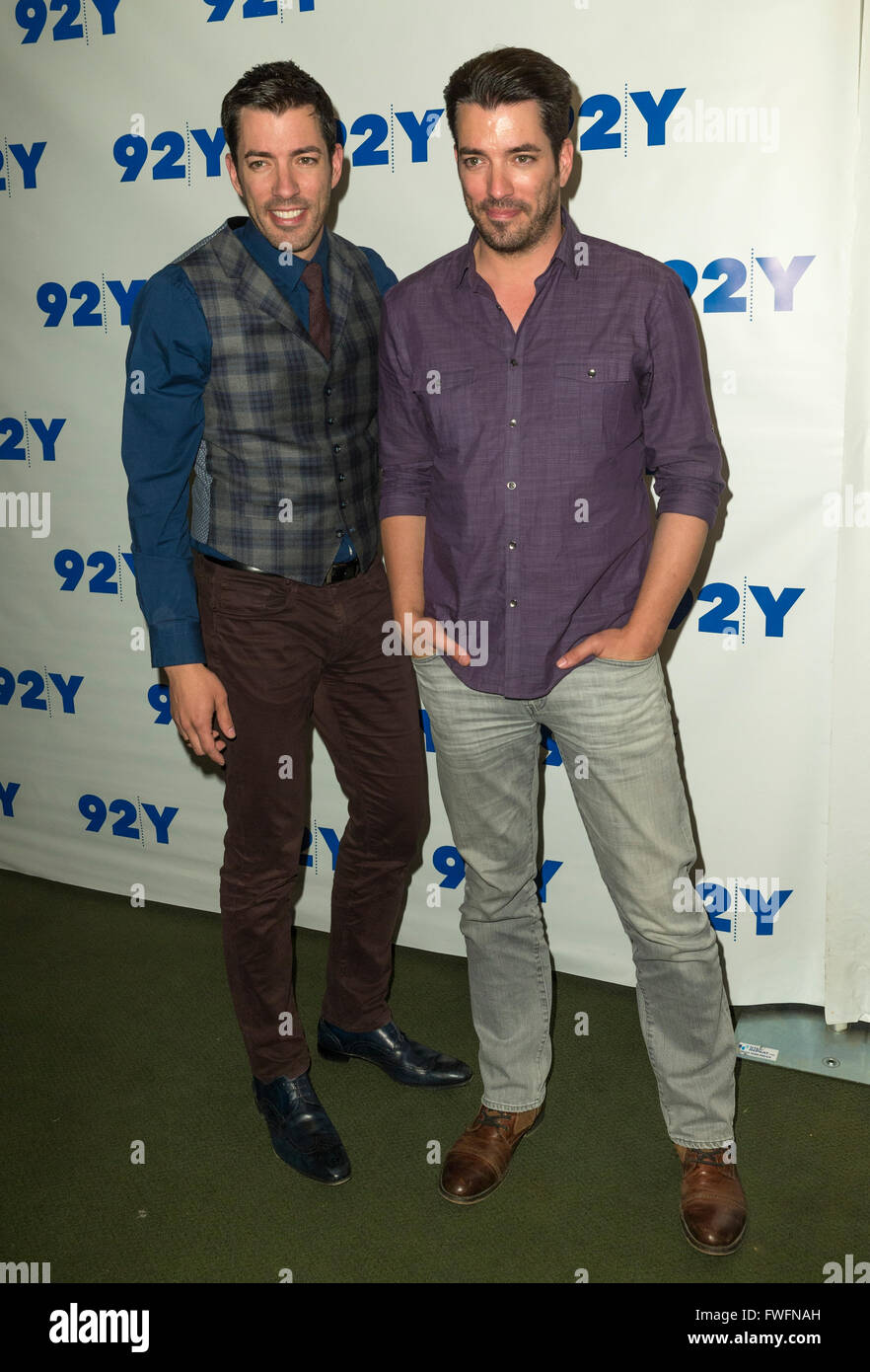 New York, NY USA - April 5, 2016: Drew Scott, Jonathan Scott attend 92Y ...
