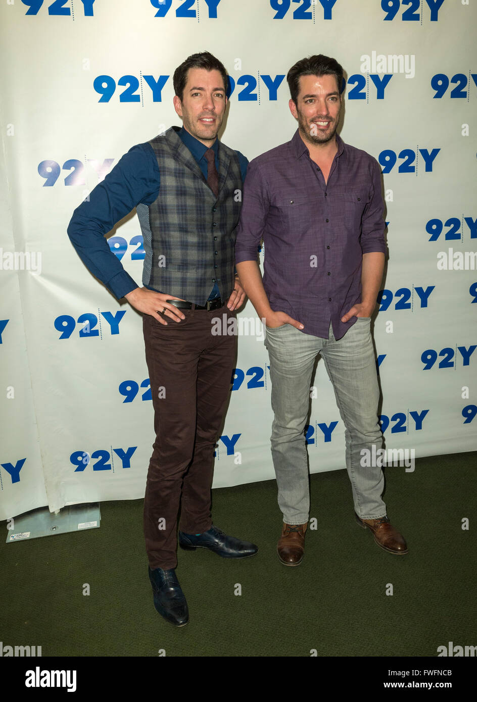 New York, NY USA - April 5, 2016: Drew Scott, Jonathan Scott attend 92Y ...