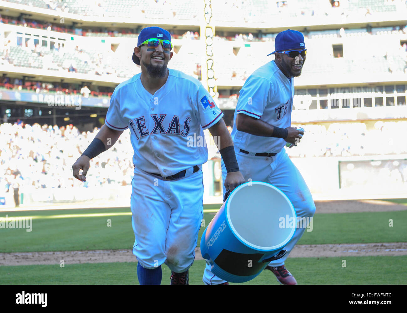 APR 04, 2016: Texas Rangers second baseman Rougned Odor #12 and Texas ...